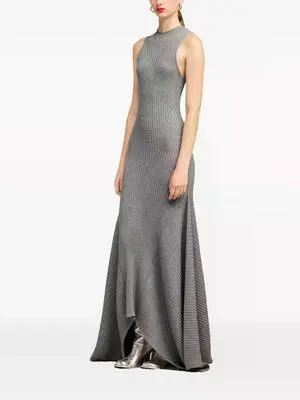 AMI Paris Asymmetric Ribbed-knit Wool Dress