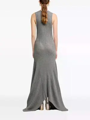 AMI Paris Asymmetric Ribbed-knit Wool Dress
