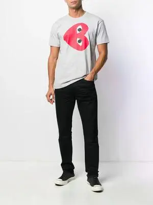 Play Comme Des Garcon Heart Print Crew Neck T-shirt