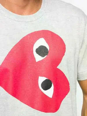 Play Comme Des Garcon Heart Print Crew Neck T-shirt