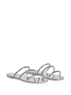 GIUSEPPE ZANOTTI Crystal-embellished Leather Slides