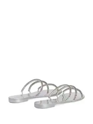 GIUSEPPE ZANOTTI Crystal-embellished Leather Slides