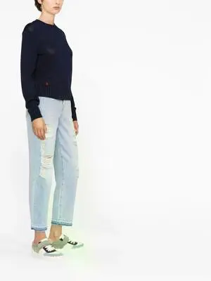 Polo Ralph Lauren Navy Cotton Crew Neck Jumper With Embroidered Logo