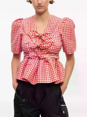 GANNI Checked Peplum Blouse