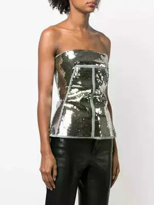 Rick Owens Sequin-embellished Bustier Top - Silver