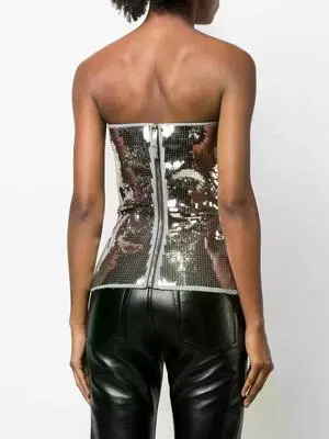 Rick Owens Sequin-embellished Bustier Top - Silver