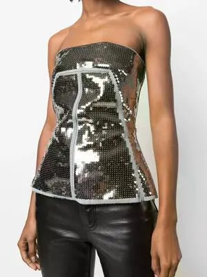 Rick Owens Sequin-embellished Bustier Top - Silver