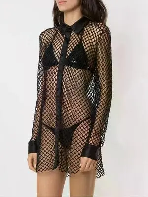 AMIR SLAMA Mesh Button-up Shirt
