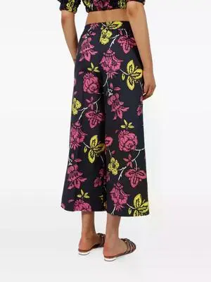 P.a.r.o.s.h Cotton Cropped Floral Print Trousers