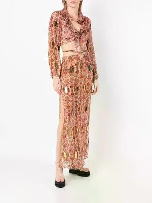AMIR SLAMA Floral-print Cropped Blouse