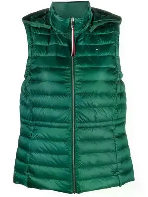 Tommy Hilfiger Padded Zip-up Gilet With Detachable Hood - Green