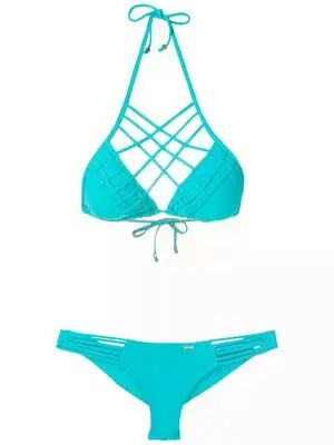 AMIR SLAMA Lattice-strap Bikini Set - Blue