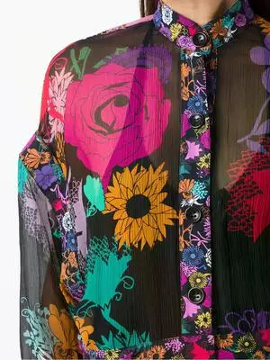 AMIR SLAMA Floral Print Silk Long Dress