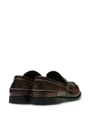 Miu Miu Leather Penny Loafers - Brown