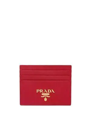 Prada Compact Front Logo Cardholder - Red