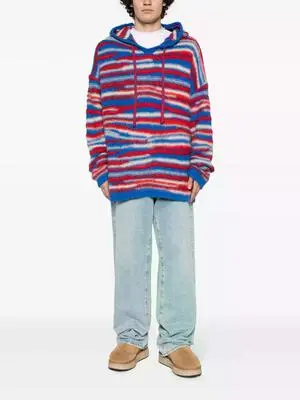 ERL Striped Intarsia-knit Hoodie