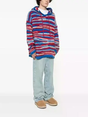 ERL Striped Intarsia-knit Hoodie