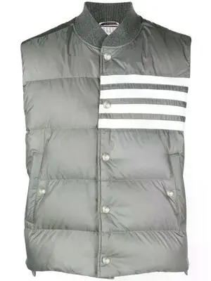 Thom Browne 4-bar Matte Nylon Down Vest - Grey