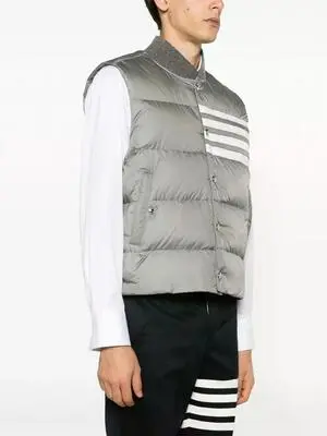 Thom Browne 4-bar Matte Nylon Down Vest - Grey