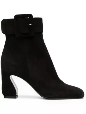 SERGIO ROSSI 85mm Square-toe Leather Boots