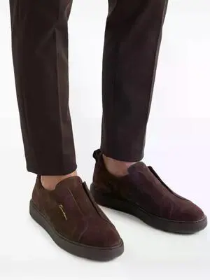 Santoni Suede Slip-on Sneakers - Brown