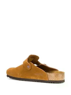 BIRKENSTOCK Suede Buckle Slippers - Brown