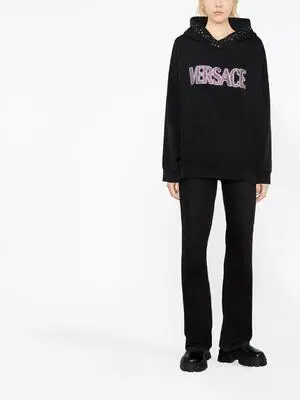 Versace Logo-print Studded Hoodie