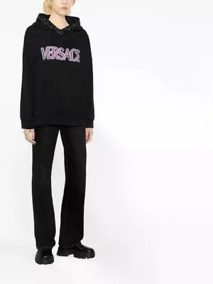 Versace Logo-print Studded Hoodie
