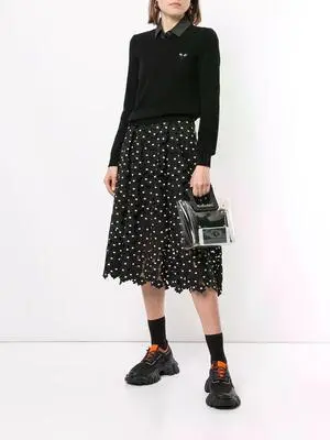 Play Comme Des Garcon Logo-embroidered V-neck Sweater