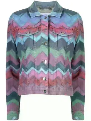 MADISON MAISON Zigzag-print Denim Jacket - Blue