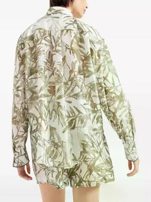 Brunello Cucinelli Silk Leaf-print Shirt
