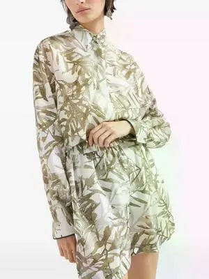 Brunello Cucinelli Silk Leaf-print Shirt