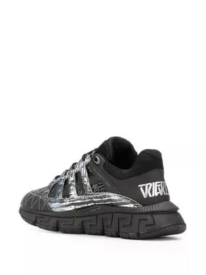 Versace Trigreca Sneakers With Milan Coordinates Print - Black