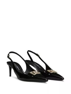 Dolce & Gabbana 60mm Logo-plaque Slingback Pumps - Black