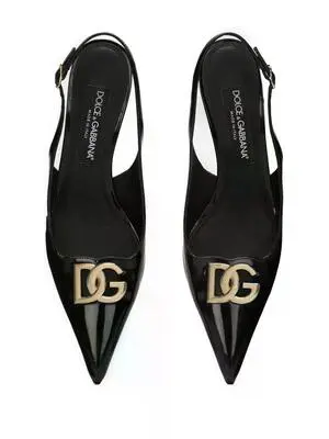 Dolce & Gabbana 60mm Logo-plaque Slingback Pumps - Black
