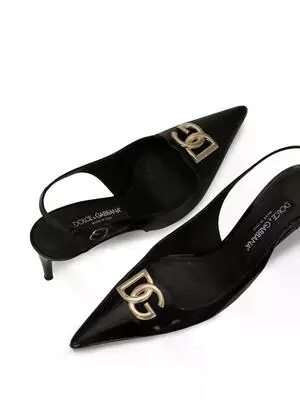 Dolce & Gabbana 60mm Logo-plaque Slingback Pumps - Black