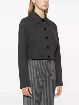 Pinko Single-breasted Cropped Jacket - Grey