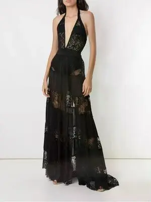 AMIR SLAMA Lace Panels Maxi Skirt