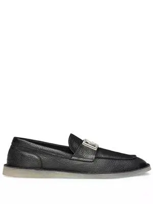 Dolce & Gabbana Logo Plaque Deerskin Loafers