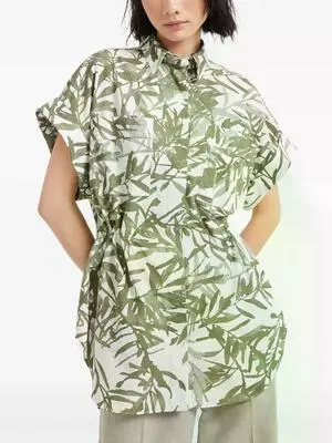 Brunello Cucinelli Silk Leaf-print Shirt
