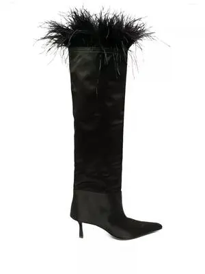 Alexander Wang Viola Feather-trim Satin Boots