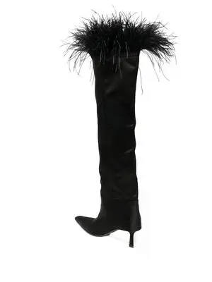Alexander Wang Viola Feather-trim Satin Boots