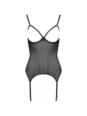 MAISON CLOSE Cupless Striped Corset - Black