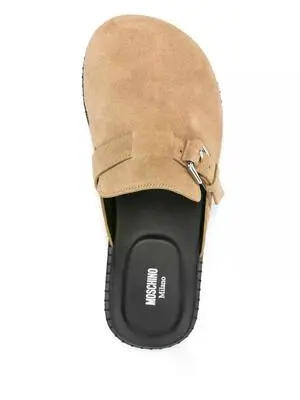 Moschino Suede Sabot With Buckle Detail