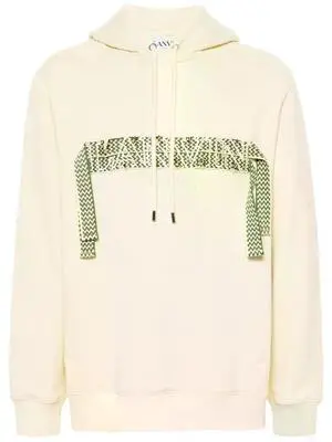 LANVIN Logo-embroidered Cotton Hoodie - Yellow