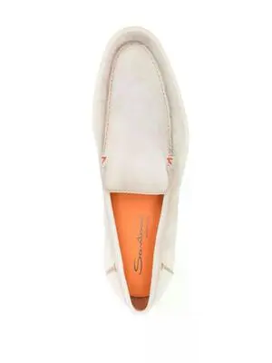 Santoni Almond-toe Suede Loafers
