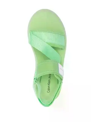 Calvin Klein Logo-patch Platform Sandals - Green