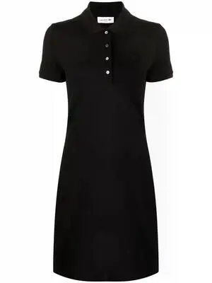 Lacoste Logo-patch Detail Polo Dress - Black