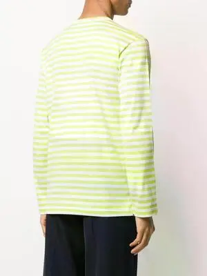 Play Comme Des Garcon Striped Heart-logo T-shirt - Green