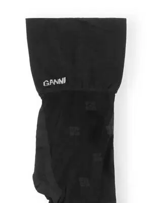 GANNI Butterfly Logo-pattern Tights